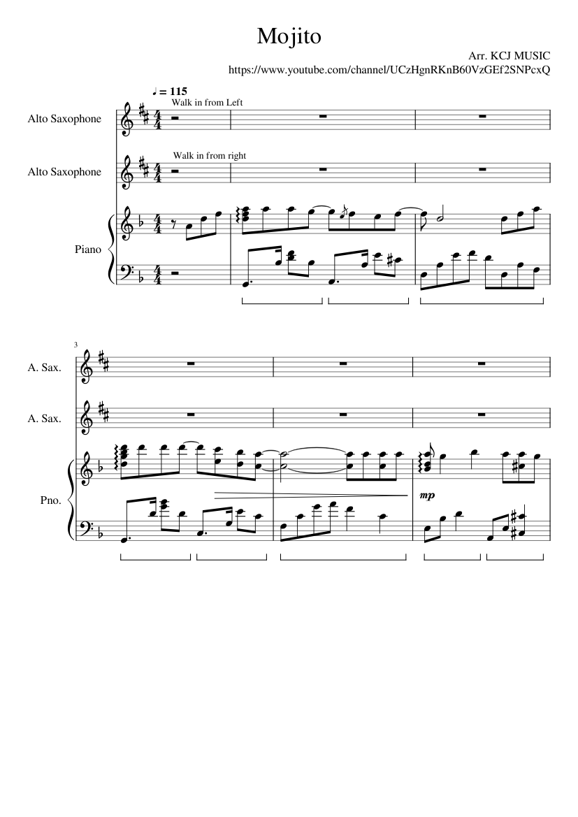 Mojito-sax Sheet Music for Piano, Saxophone alto (Woodwind Ensemble ...