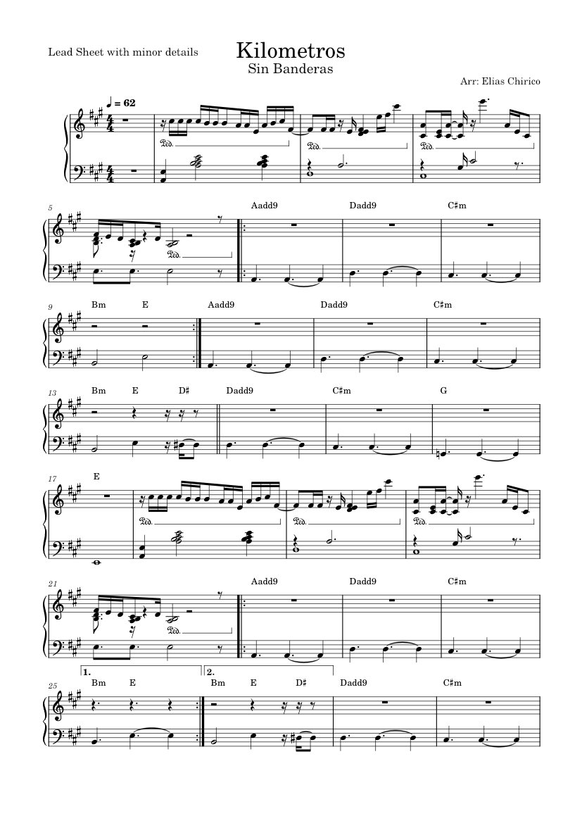 Kilómetros Sin Bandera Sheet Music With Chords For Piano Solo Easy