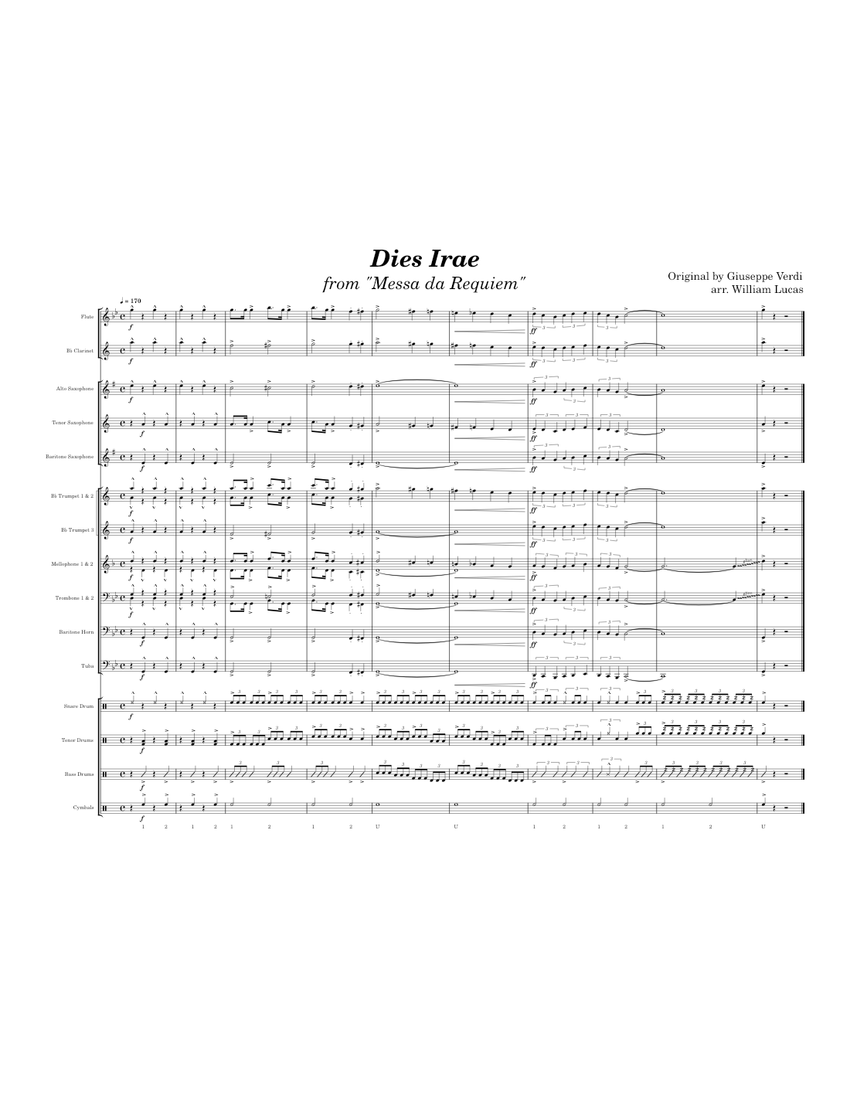 Dies Irae Sheet music for Trombone, Tuba, Mellophone, Trombone bass ...