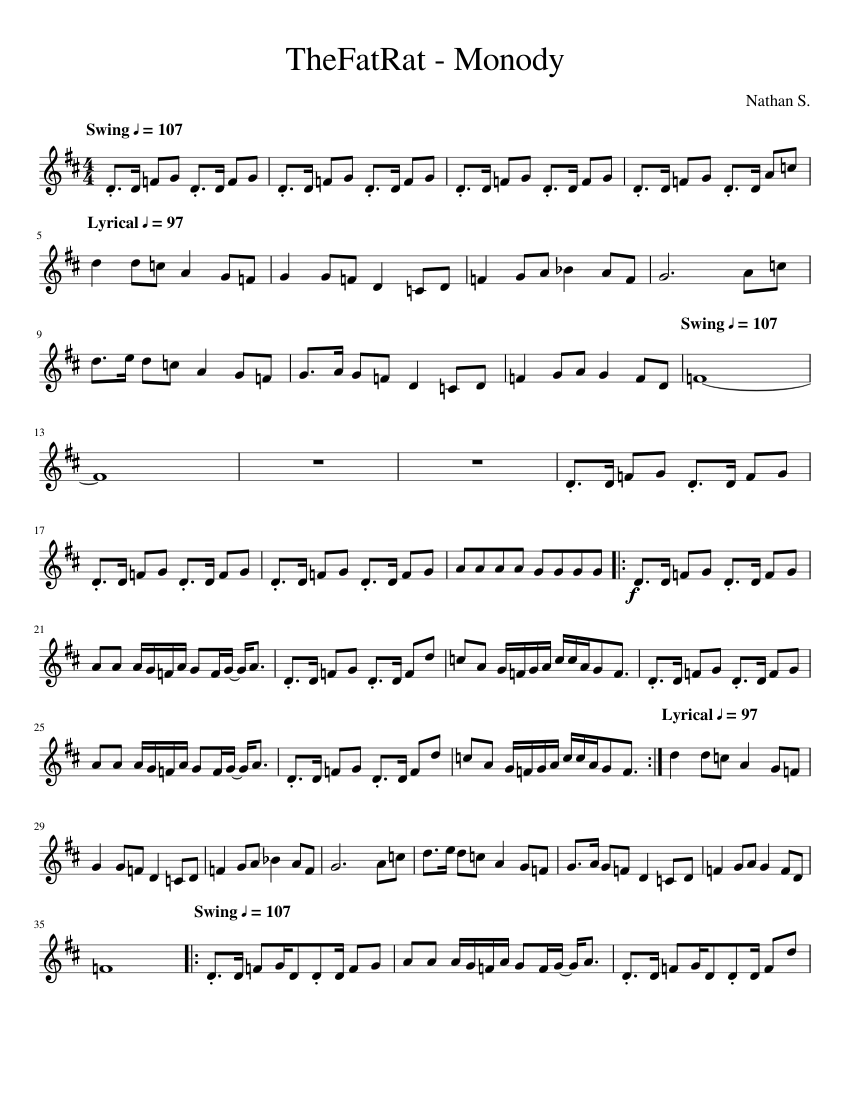 TheFatRat - Monody Sheet Music for Clarinet in b-flat (Solo ...