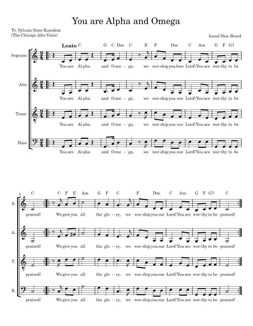 You are Alpha and Omega Sheet music for Bass guitar, Synthesizer (Mixed Quartet) | Musescore.com