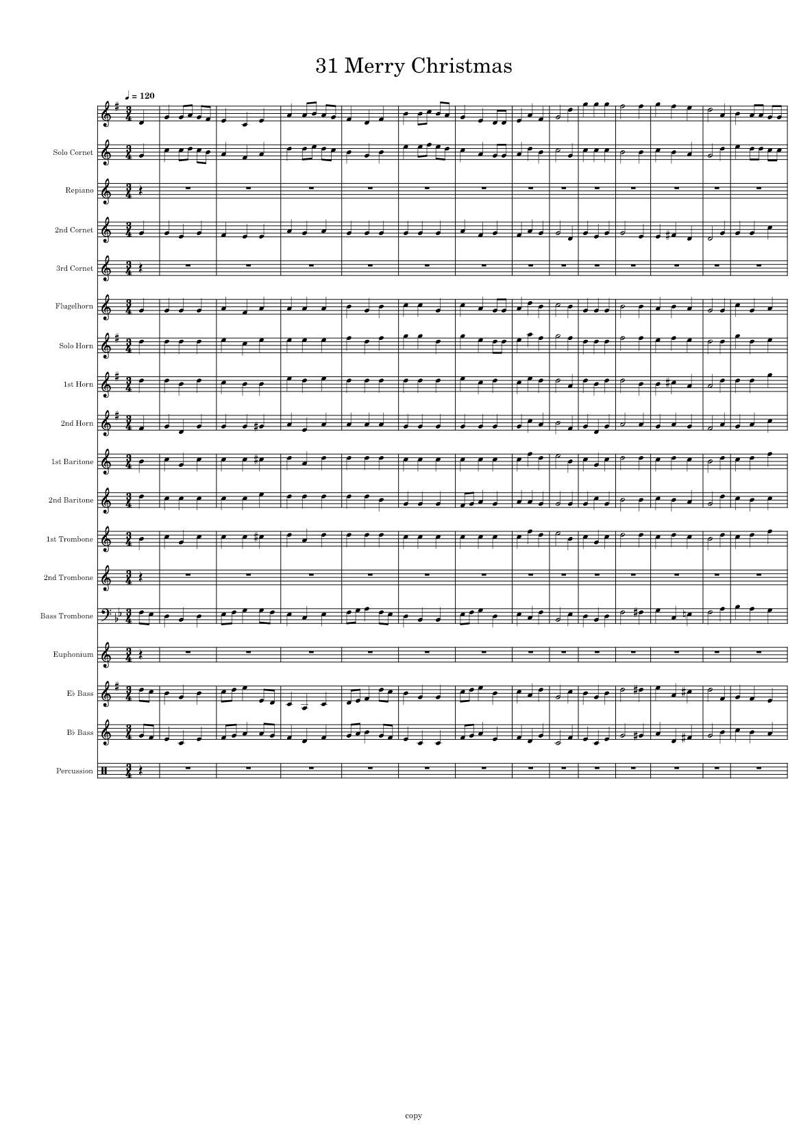 31 Merry Christmas Sheet Music for Trombone, Cornet, Euphonium, Tuba ...