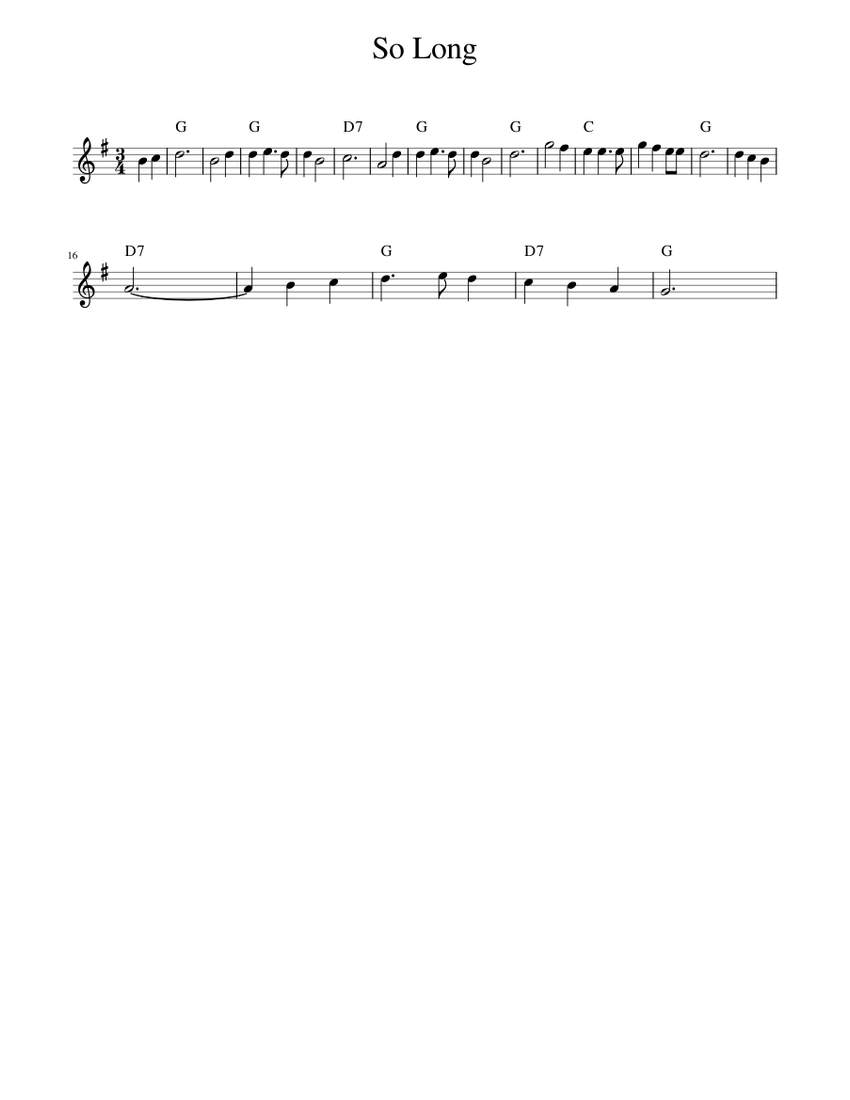 So Long Sheet music for Piano (Solo) | Musescore.com