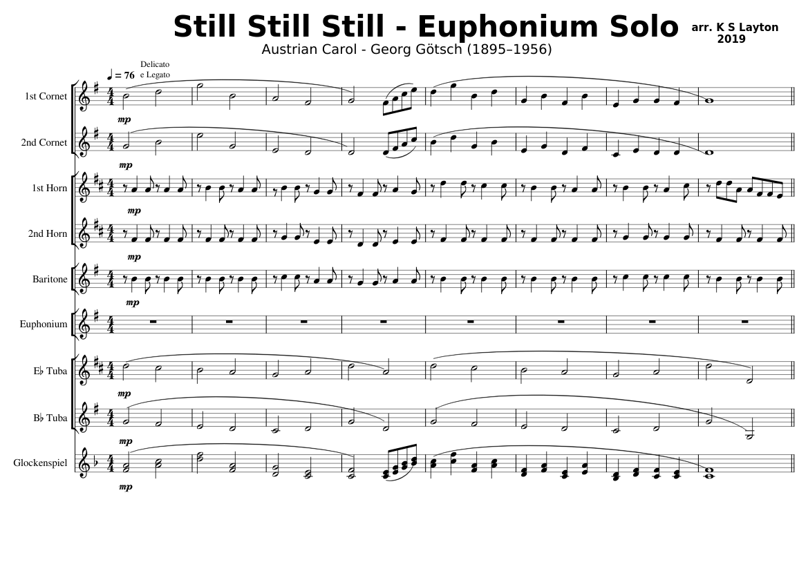MuseScore Still Still Still Euphonium Solo Sheet Music For Cornet MuseScore Still Still Still Euphonium Solo Sheet Music For Cornet
