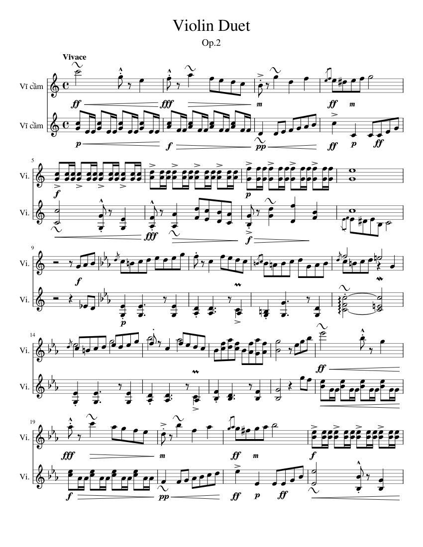 Violin Duet No.1 - piano tutorial