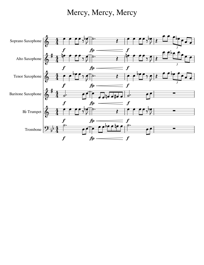 Mercy, Mercy, Mercy Sheet music for Trombone, Saxophone alto, Saxophone ...