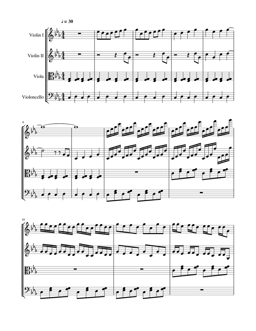 quarteto no.1 Sheet music for Violin, Viola, Cello (String Quartet ...