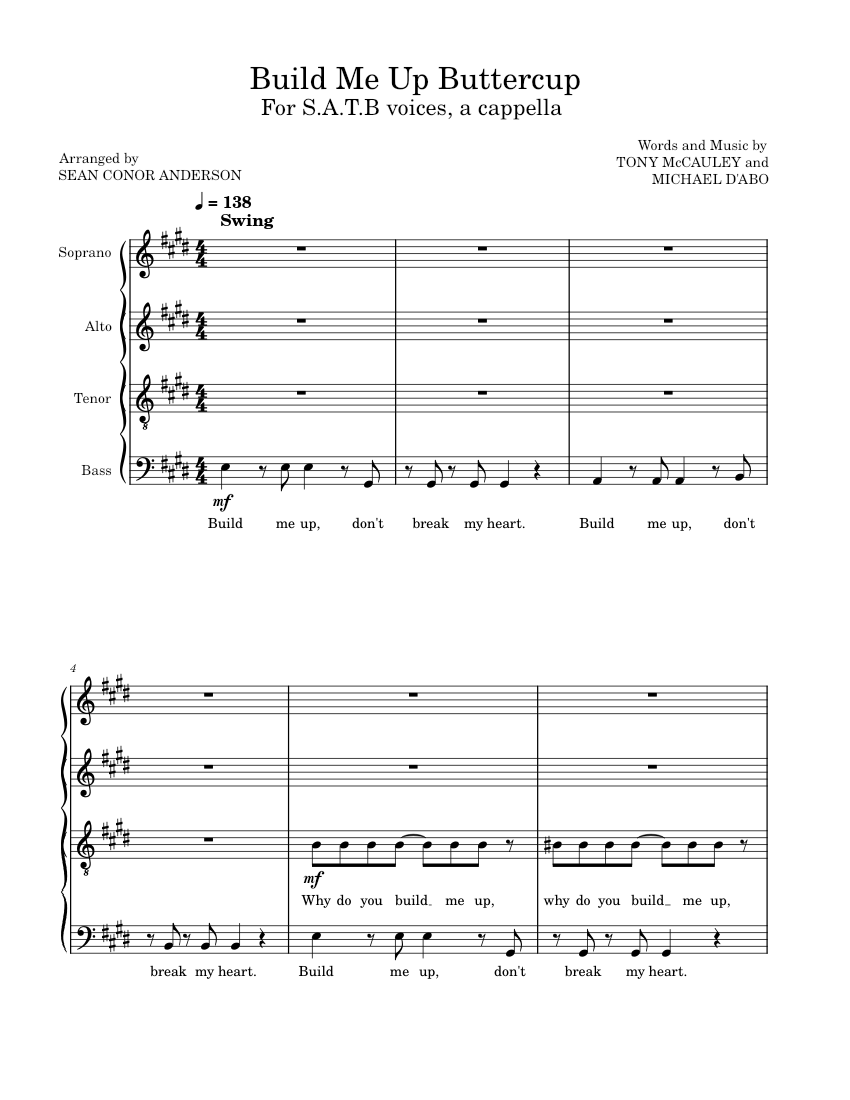 Build me up buttercup – The Foundations (SATB - A Cappella) Sheet music ...