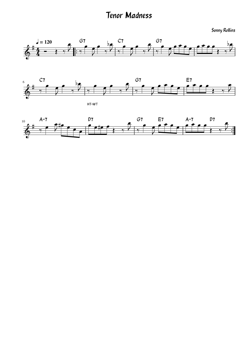 Tenor_Madness.mscz Sheet Music with Chords for Saxophone alto (Solo ...