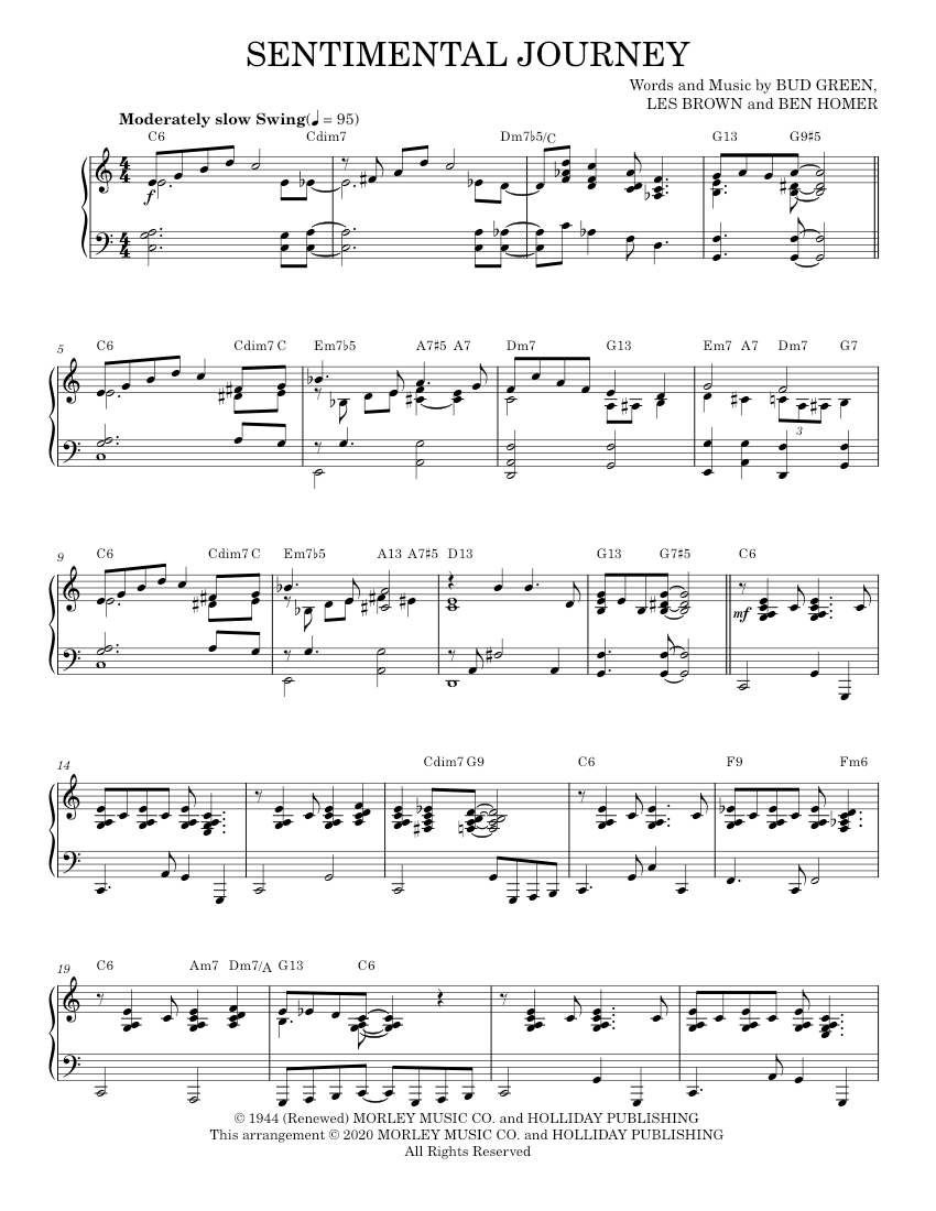 Sentimental Journey [Jazz version] (arr. Brent Edstrom) Sheet music for ...