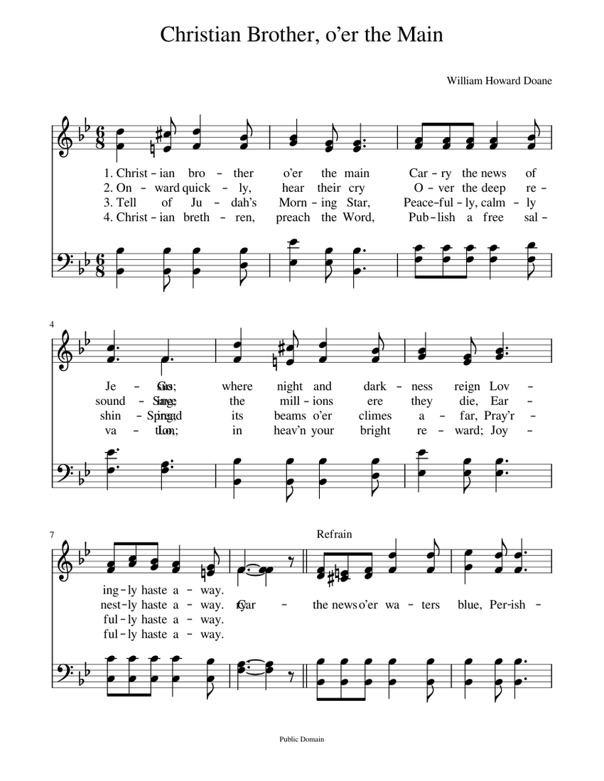 Christian brother over the main - William Howard Doane Sheet music for ...