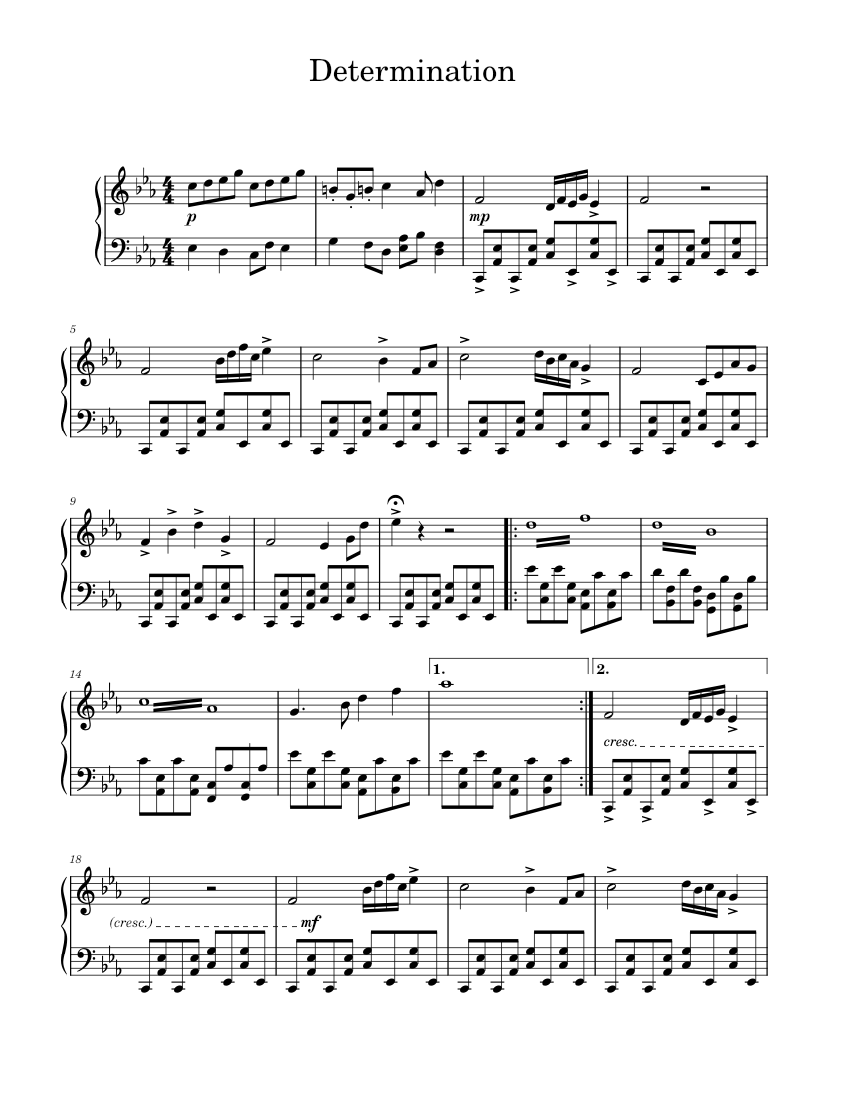 Determination Sheet music for Piano (Solo) | Musescore.com