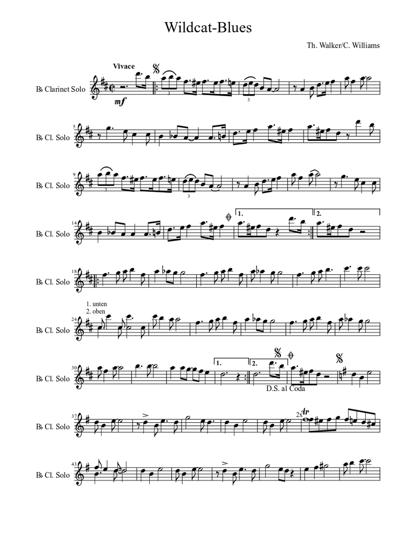 Wild Cat-Blues Sheet music for Woodwinds (Other) (Solo) | Musescore.com