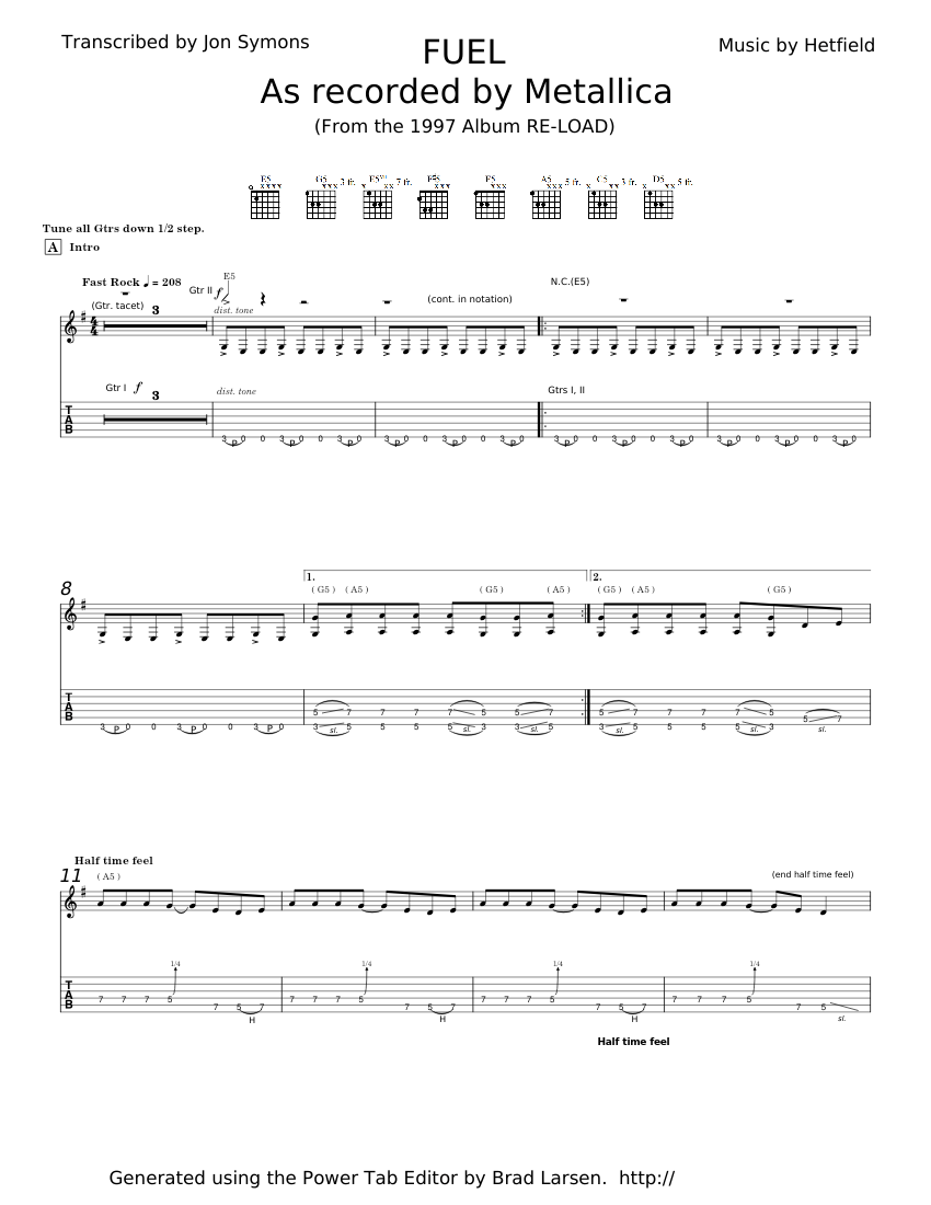 Fuel - Metallica Sheet music for Guitar (Mixed Ensemble) | Musescore.com