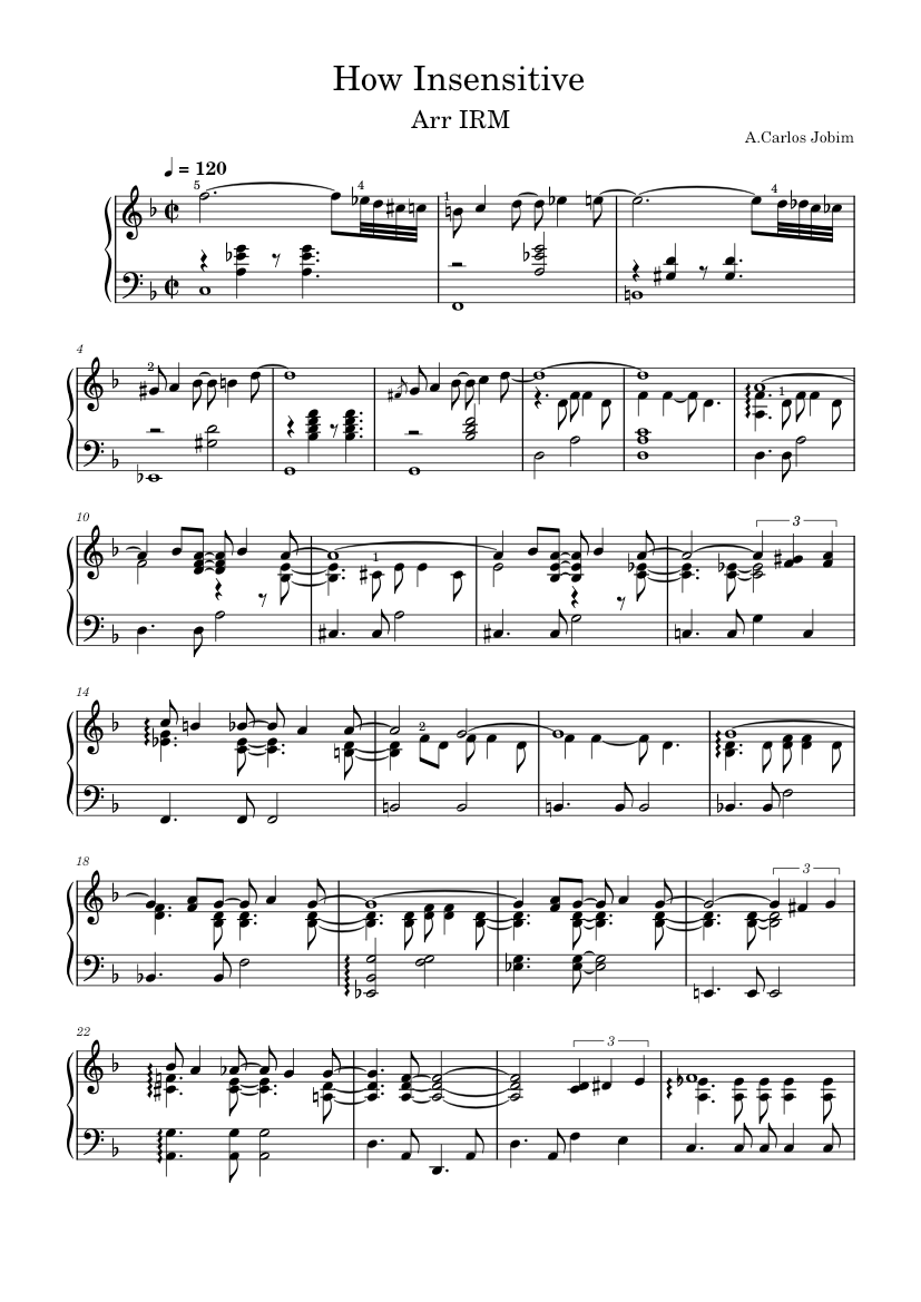 Insensatez (How Insensitive) Sheet Music for Piano (Solo) | MuseScore.com