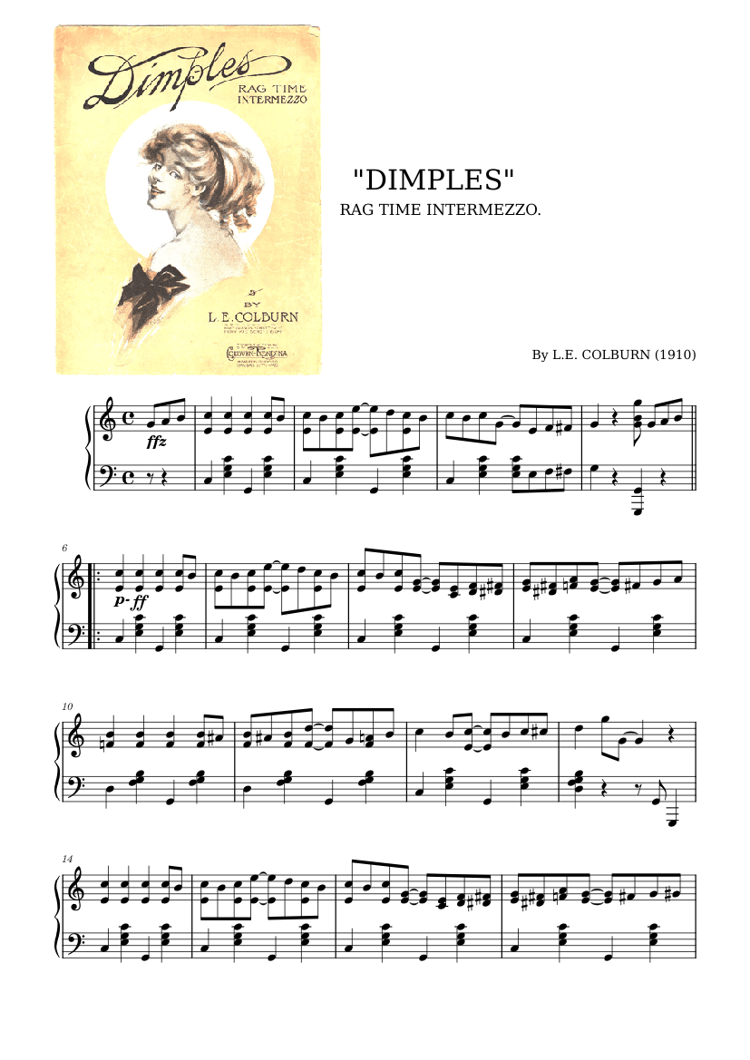 Dimples by L.E. Colburn (1910) Sheet music for Piano (Solo) | Musescore.com