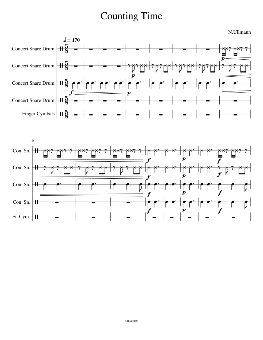 Counting Time Sheet music for Snare drum, Percussion - metal (other ...
