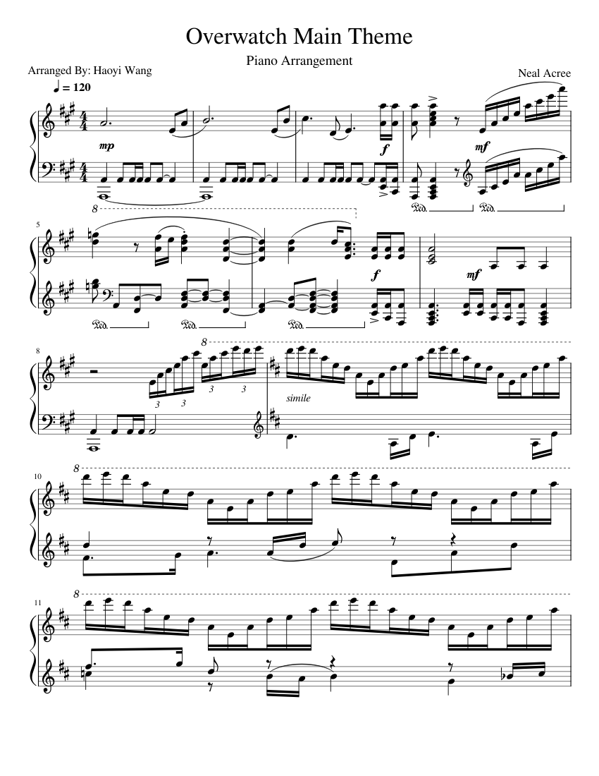 Overwatch Main Theme Sheet music for Piano (Solo) | Musescore.com