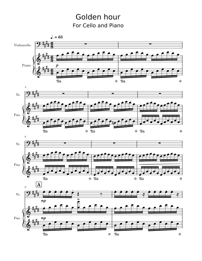 Golden Hour – JVKE Golden_hour Sheet music for Piano, Cello (Piano Duo ...