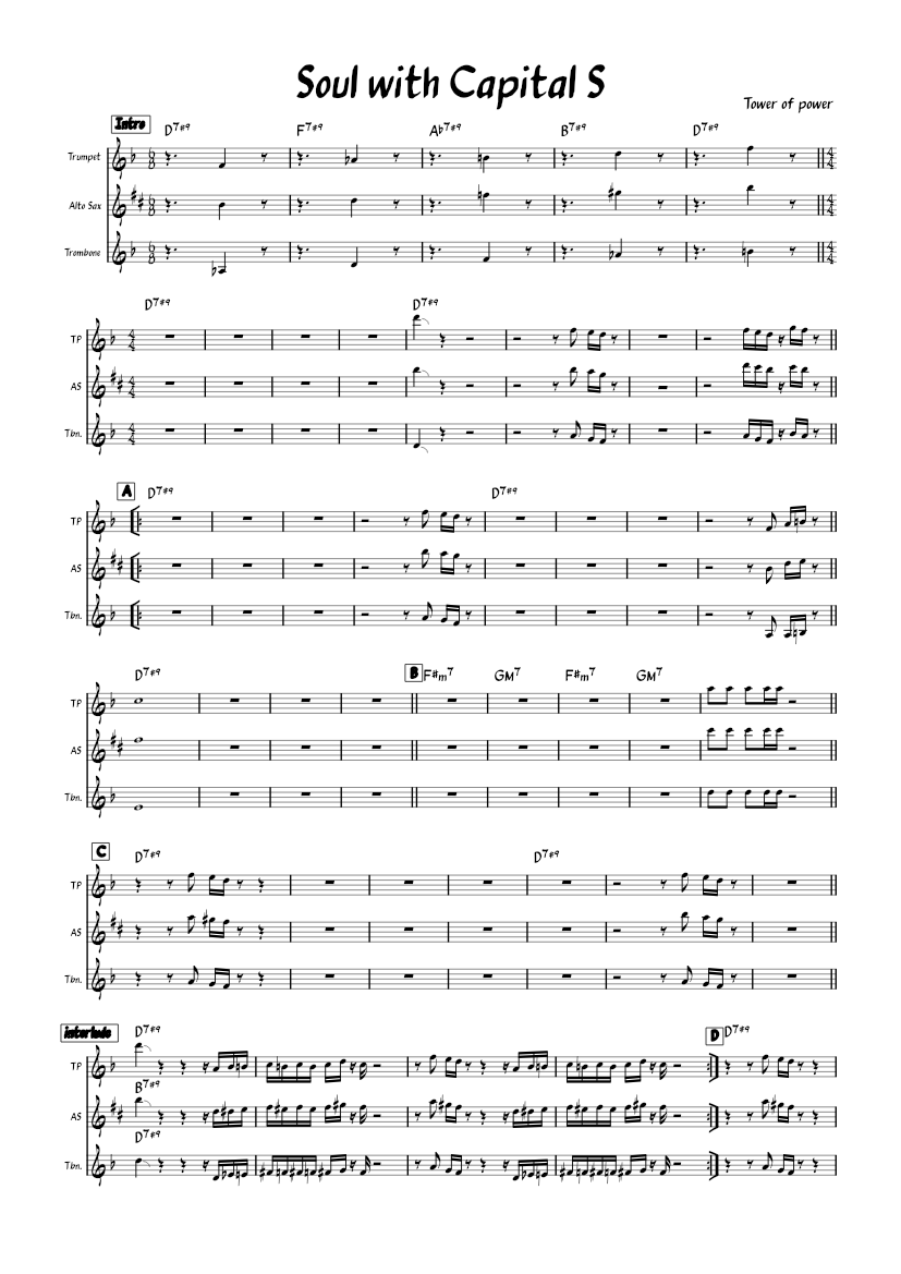 Soul with Capital S Sheet Music with Chords for Trombone, Saxophone ...