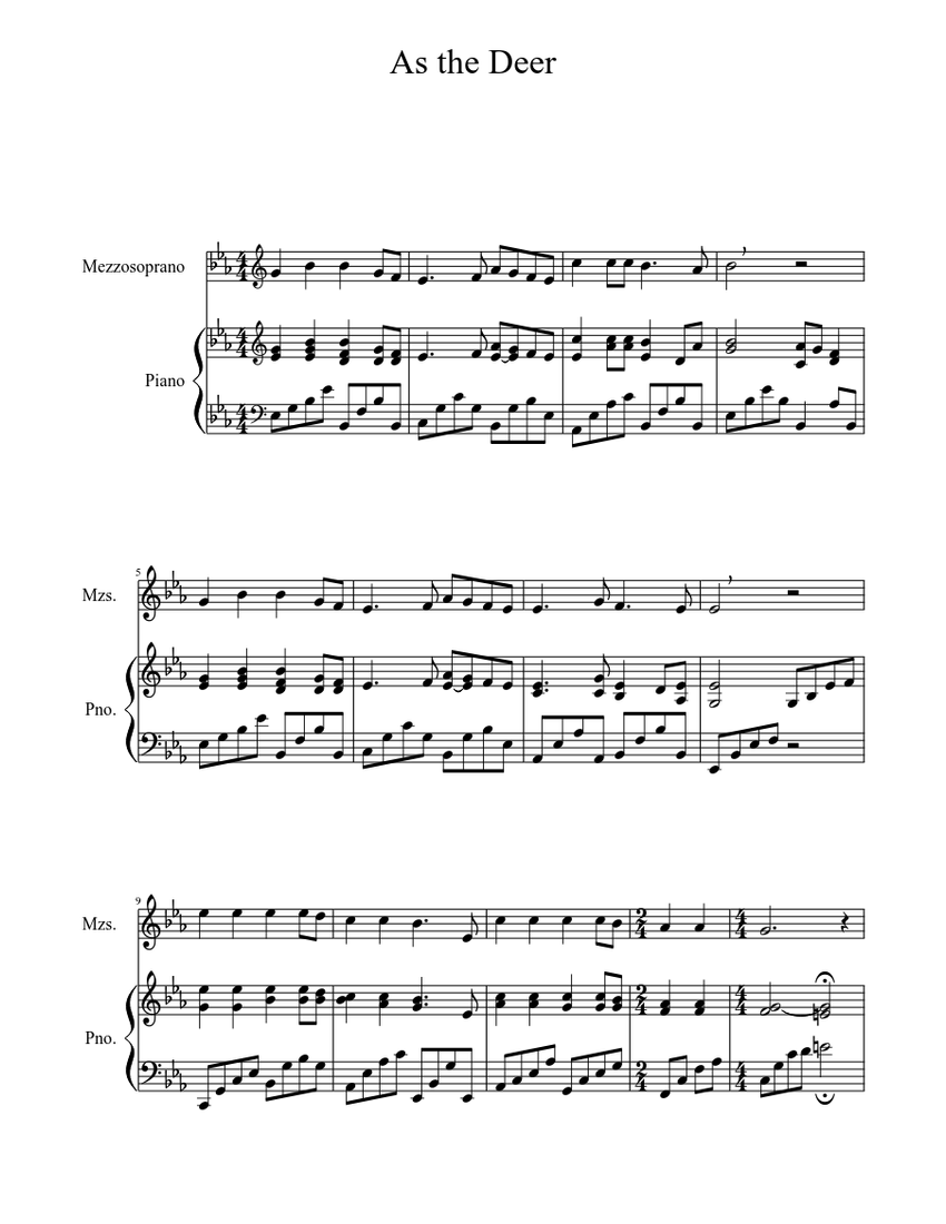 As the Deer Sheet music for Piano (Solo) | Musescore.com