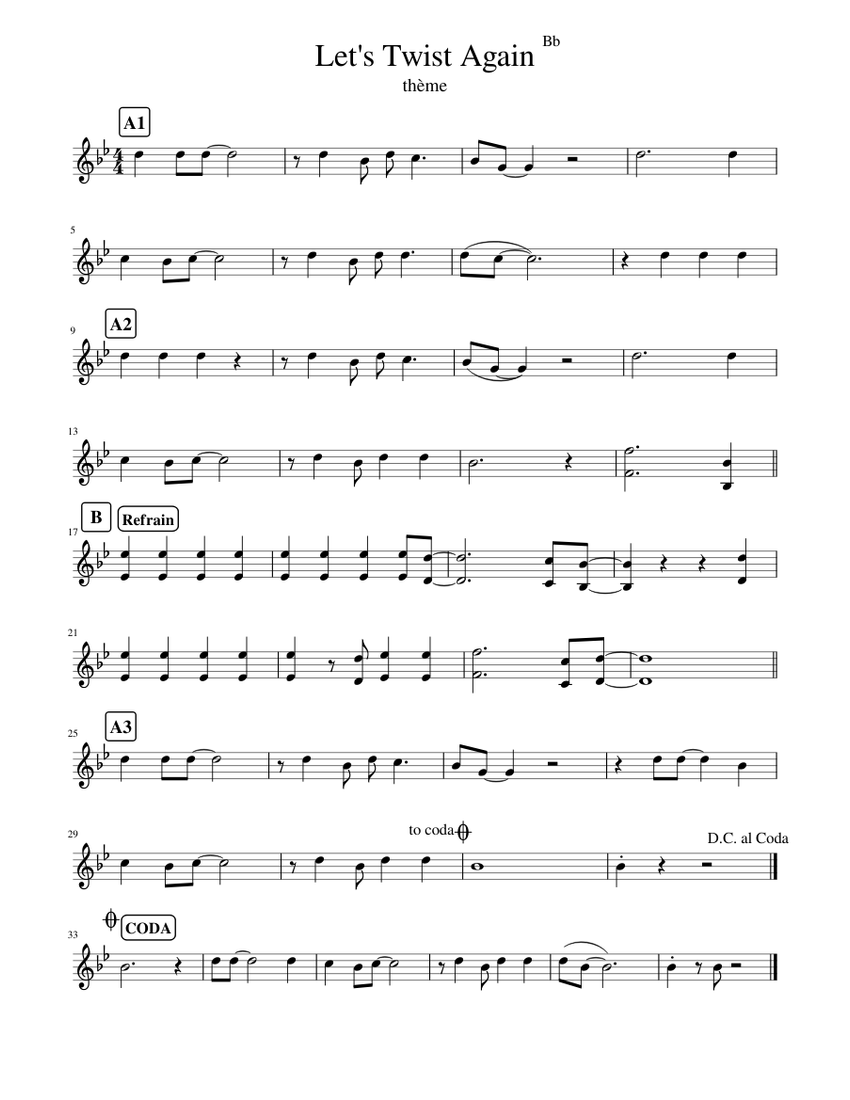 Let s Twist Again THEME Bb Sheet music for Trumpet in b-flat (Solo ...