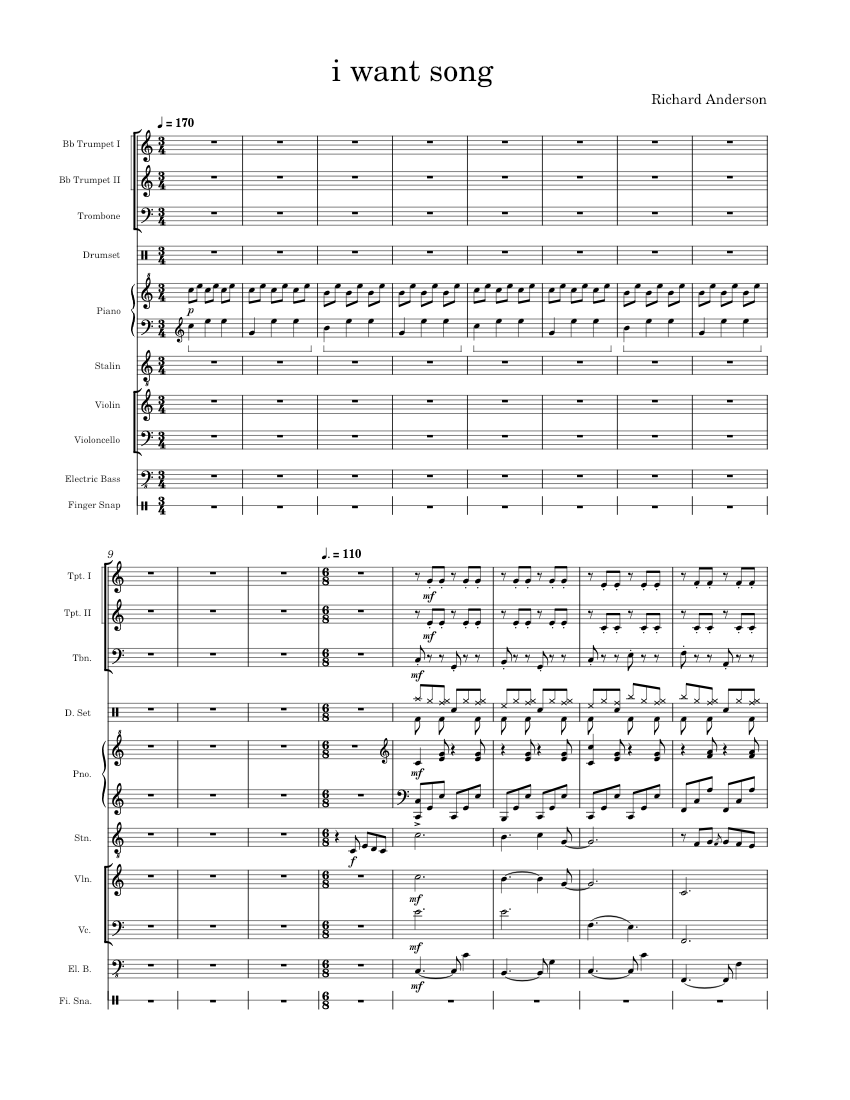 i want song Sheet music for Piano, Trombone, Tenor, Violin & more ...