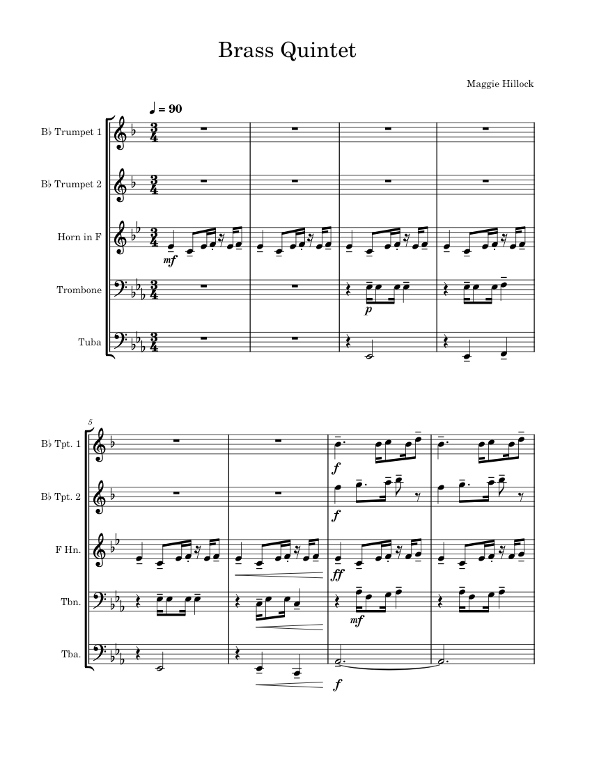 Brass_Quintet Sheet music for Trombone, Tuba, Trumpet in b-flat, French ...
