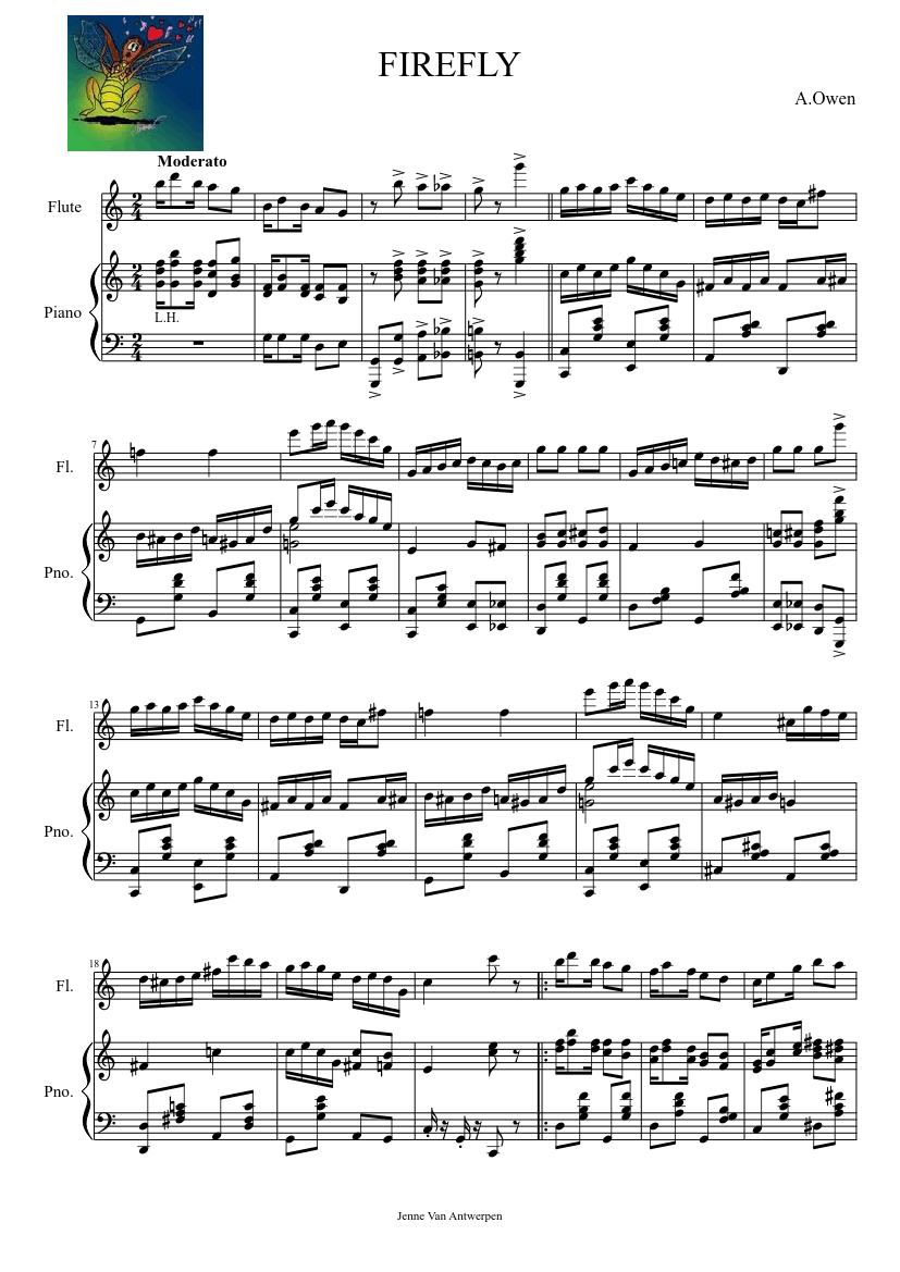 Firefly - Anita Owen Sheet music for Piano, Flute (Solo) | Musescore.com