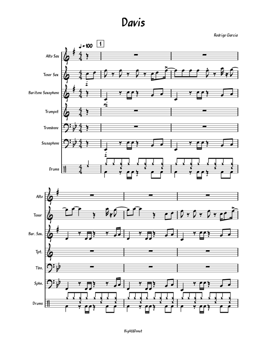 Davis Sheet music for Trombone, Saxophone alto, Saxophone tenor ...