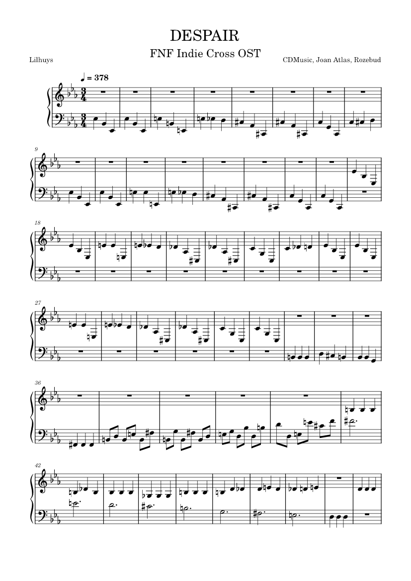 DESPAIR Sheet music for Piano (Piano Duo) | Musescore.com