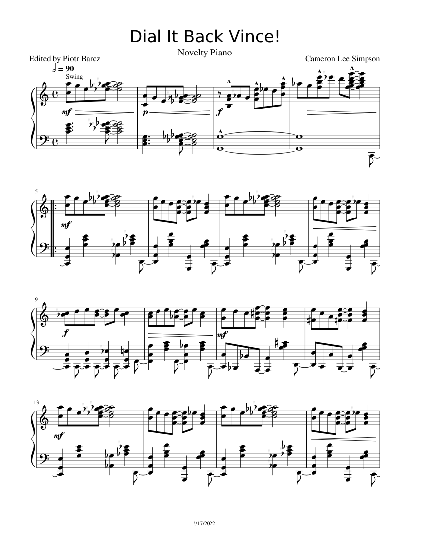 Dial It Back Vince! Sheet music for Piano (Solo) | Musescore.com