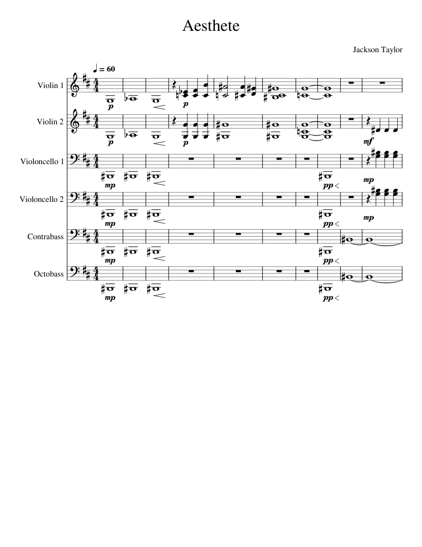Aesthete Sheet music for Contrabass, Violin, Cello, Octobass (String ...