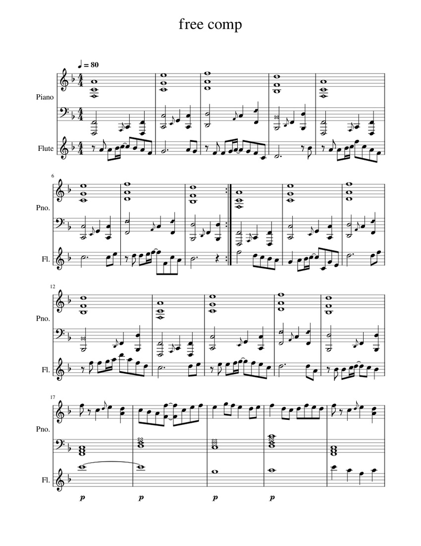 free comp - joe madden Sheet music for Piano, Flute (Piano Duo ...