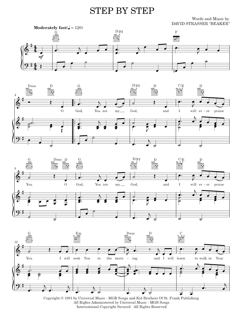 Play Official version of Step by step sheet music by Rich Mullins for ...