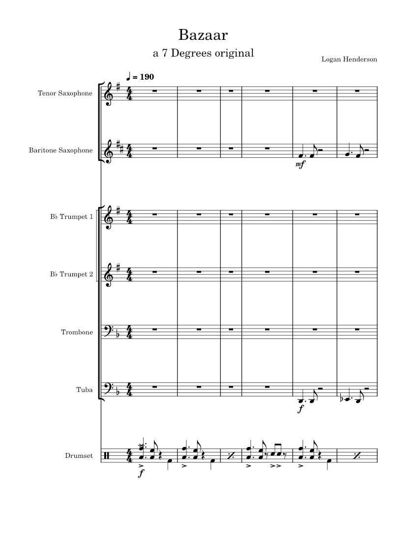 Bazaar (edit) Sheet music for Trombone, Tuba, Saxophone tenor ...