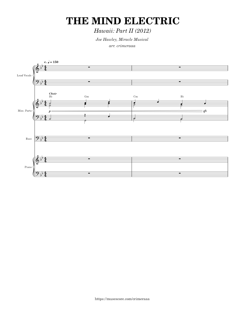 The Mind Electric (Glitchless) - Miracle Musical Sheet music for Piano ...