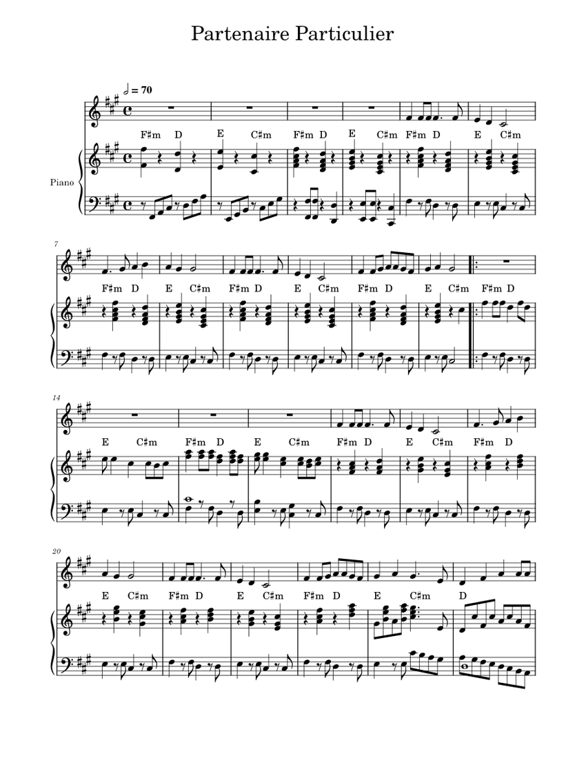 Partenaire Particulier Sheet music for Piano, Clarinet in b-flat (Solo ...