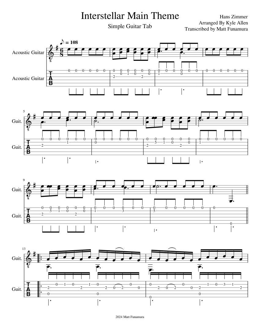 Interstellar Main Theme – Hans Zimmer Sheet music for Guitar (Solo ...