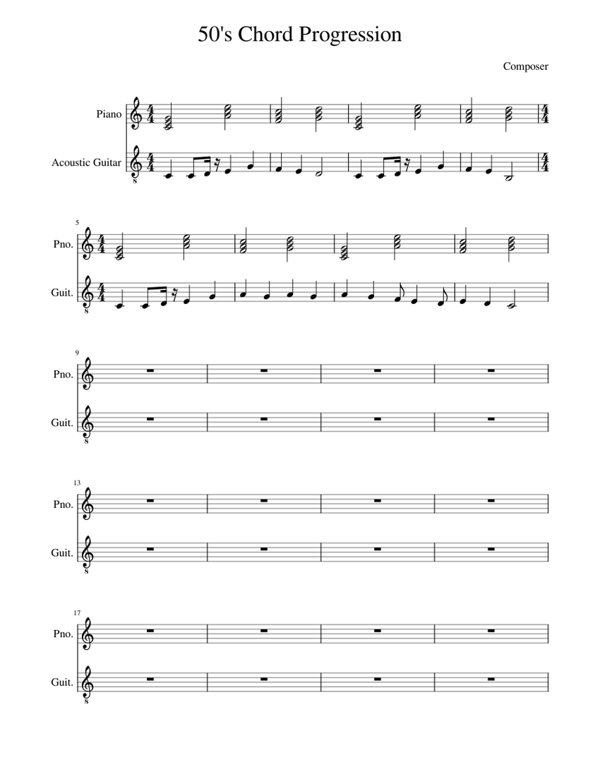 50's Chord Progression 2.0 Sheet music for Piano, Guitar (Mixed Duet ...