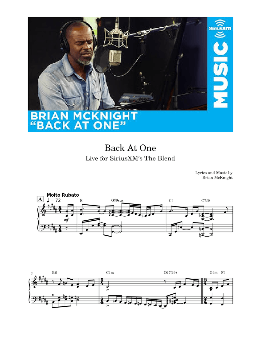 Back At One [Acoustic] – Brian McKnight Sheet music for Piano, Vocals ...