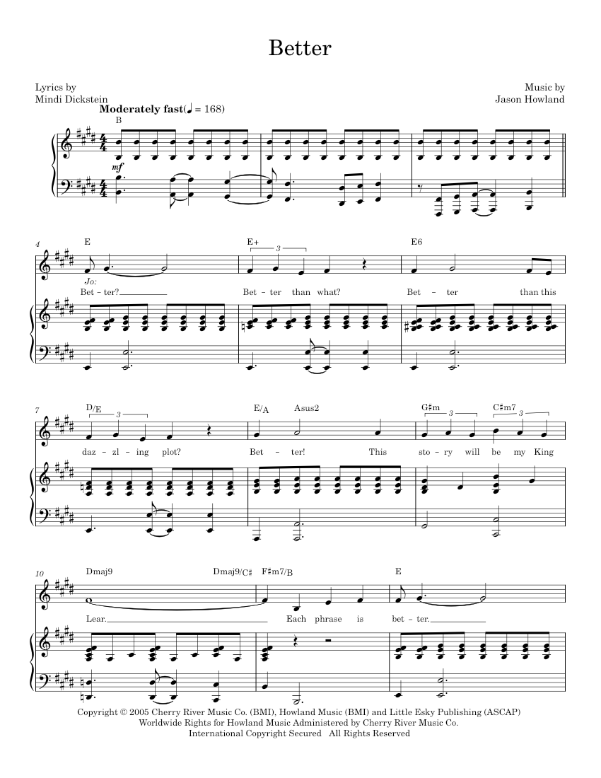 Better Sheet music for Piano, Vocals by Little Women Musical, Mindi ...