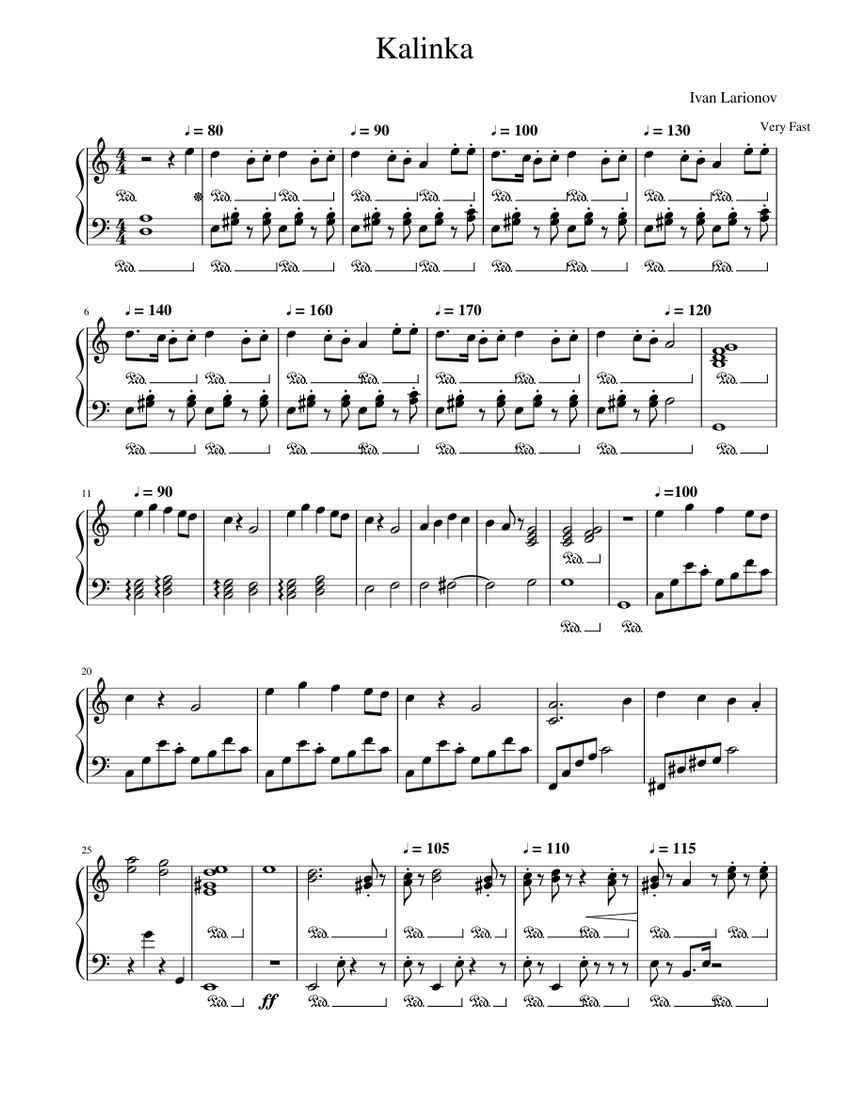 Kalinka Sheet music for Piano (Solo) | Musescore.com