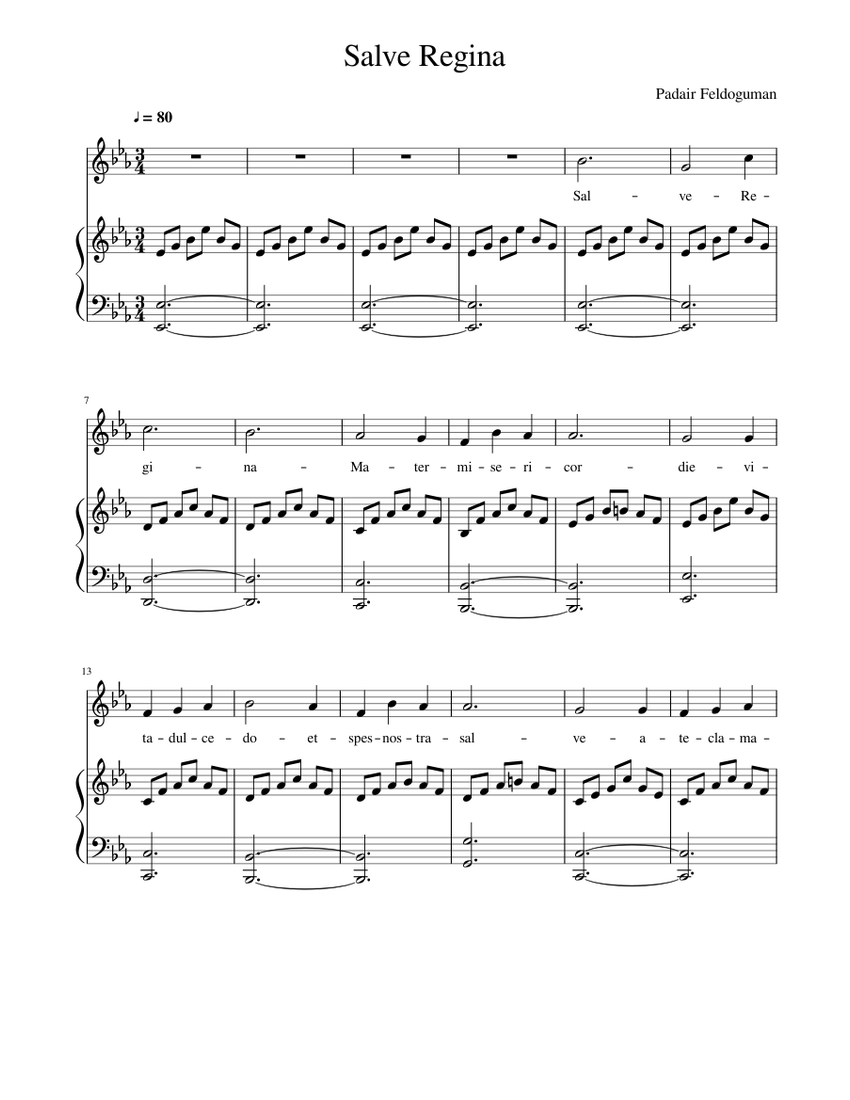 Salve Regina Sheet music for Piano, Vocals (Piano-Voice) | Musescore.com