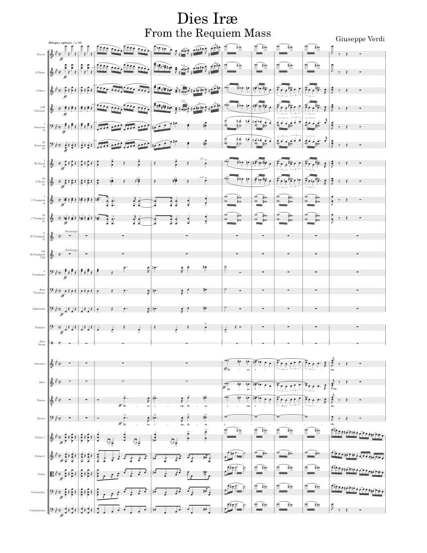 Dies Irae from Requiem Mass by Guiseppe Verdi Sheet music for Trombone ...