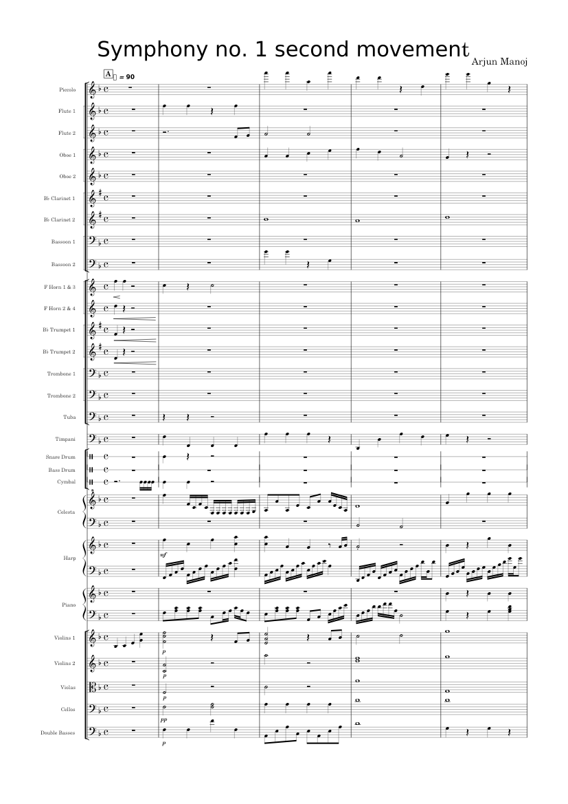 Symphony no. 1 second movement Sheet music for Piano, Trombone, Tuba, Celesta & more instruments ...
