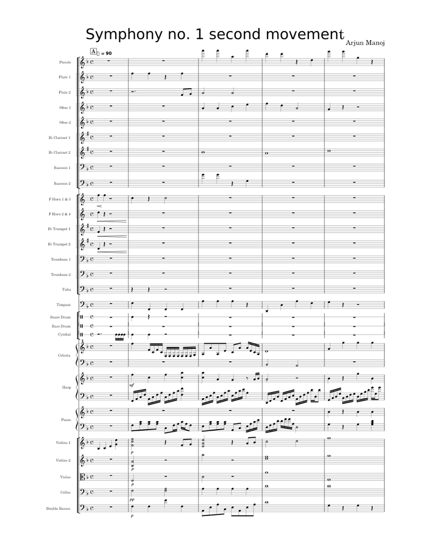Symphony no. 1 second movement Sheet music for Piano, Trombone, Tuba, Celesta & more instruments ...