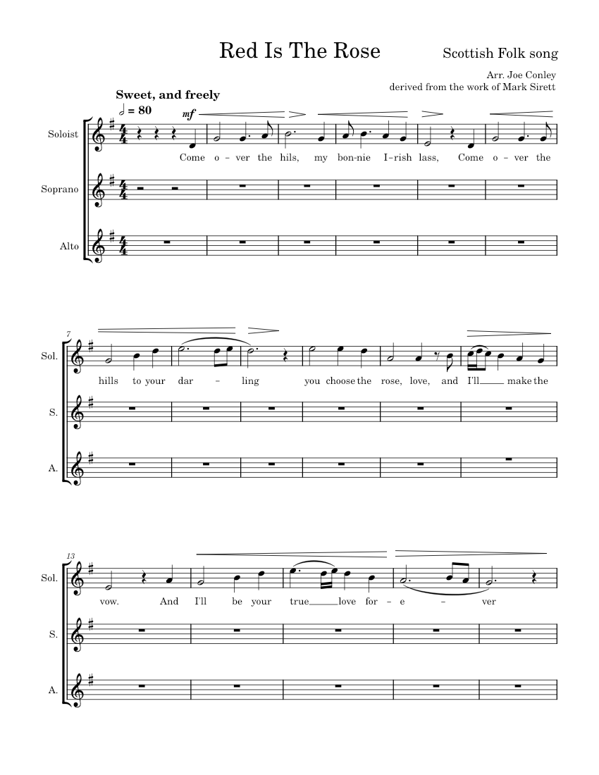 Red is the Rose – Traditional Irish Folk Song Red is the Rose Sheet ...