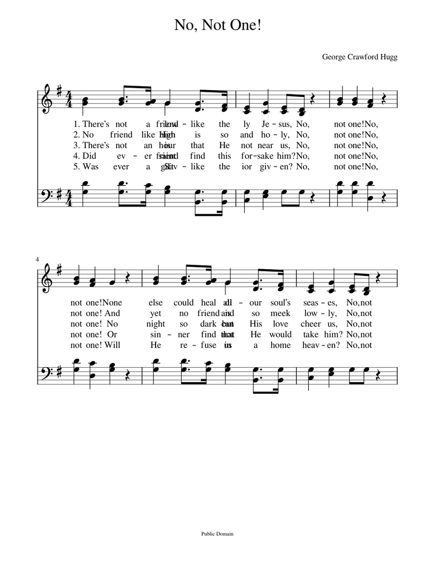 There's not a friend like the lowly Jesus - George C. Hugg Sheet music ...