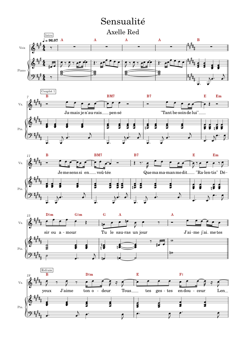 Sensualité – Axelle Red Sheet music for Piano, Vocals (Solo ...